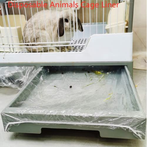 POFUIERKN 30 Pcs Disposable Rabbit Guinea Pig Cage Liners Plastic Clear Bunny Cage Liner Bag Universal Toilet Film,Small Animal Bedding, Hamster Bunny Litter Pan Bags