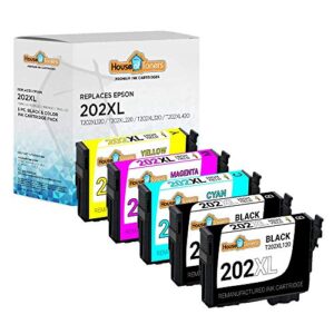 houseoftoners remanufactured ink cartridge replacement for epson 202 xl 202xl for workforce wf-2860 expression xp-5100 printers (2b cmy, 5pk)