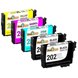 Houseoftoners Remanufactured Ink Cartridge Replacement for Epson 202 XL 202XL for Workforce WF-2860 Expression XP-5100 Printers (2B CMY, 5PK)