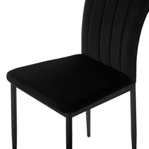 Fabulaxe Black Modern and Contemporary Tufted Velvet Upholstered Accent Dining Chair, Set of 4