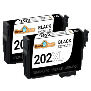 Houseoftoners Remanufactured Ink Cartridge Replacement for Epson 202 XL 202XL for Workforce WF-2860 Expression XP-5100 Printers (2 Black, 2PK)