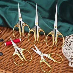 Aemoe 5inch All Stainless Steel Office Scissors,Ultra Sharp Blade Shears,Sturdy Sharp Scissors for Office Home School Sewing Fabric Craft Supplies Multipurpose Scissors Gold(SC0005-GOLD-S)