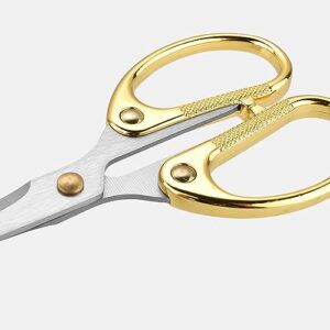 Aemoe 5inch All Stainless Steel Office Scissors,Ultra Sharp Blade Shears,Sturdy Sharp Scissors for Office Home School Sewing Fabric Craft Supplies Multipurpose Scissors Gold(SC0005-GOLD-S)