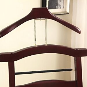 Proman Products Manchester Chair Valet VL36142 with Drawer, Hanger, Trouser Bar and Tie & Belt Bar, 18" W x 23" D x 44" H, Mahogany Finish