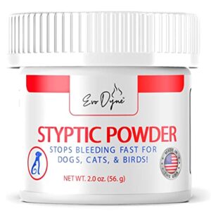 Styptic Powder for Dogs, Cats, and Birds (2 oz) by Evo Dyne | Fast-Acting Blood Stop Powder for Pets | Quick Stop Bleeding Powder for Dog Nail Clipping, Grooming, Cuts and More (1-Pack)