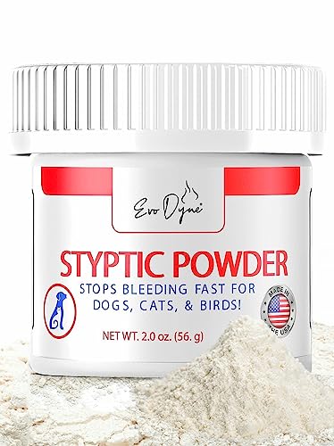 Styptic Powder for Dogs, Cats, and Birds (2 oz) by Evo Dyne | Fast-Acting Blood Stop Powder for Pets | Quick Stop Bleeding Powder for Dog Nail Clipping, Grooming, Cuts and More (1-Pack)