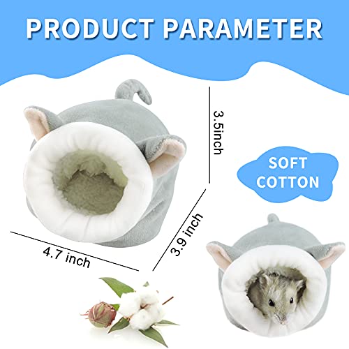 WishLotus Hamster Bed, Mini Soft and Warm Hamster House Cute Non-Slip Hamster Sleeping nest Small Animals Bedding House for Dwarf Hamsters, Mini Hedgehogs and Small Pets (Grey)