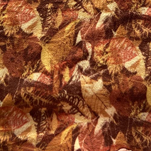 Artist's Fall Leaves Anti-Pill Premium No-Sew Throw Fleece Fabric Kit (50x60)