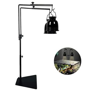 kathson 2 hooks reptile dual lamp stand adjustable 15 to 36.2" reptile basking metal lamp holder bracket heat light hanger holder floor light support for snake lizard turtle amphibian