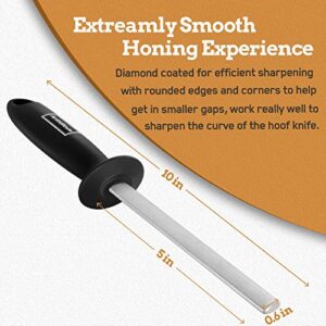 Antidious Hoof Knife Sharpener, 5 inch Farrier tool Honing Rod with Diamond Coated to Keep Hoof Knives and Cutting Instruments Sharp Black