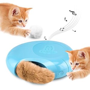 migipaws cat toys interactive fluffy ball squeak hide and seek in a mice hole smart kitten teaser automatic timer on off plush fur tail refill