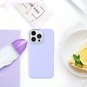 GUAGUA Compatible with iPhone 13 Pro Max Case 6.7 Inch Liquid Silicone Soft Gel Rubber Slim Thin Microfiber Lining Cushion Texture Cover Protective Phone Case for iPhone 13 Pro Max Lilac Purple