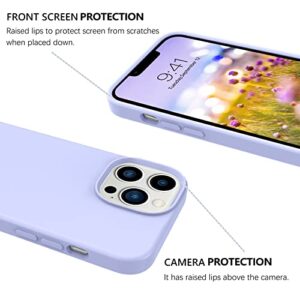 GUAGUA Compatible with iPhone 13 Pro Max Case 6.7 Inch Liquid Silicone Soft Gel Rubber Slim Thin Microfiber Lining Cushion Texture Cover Protective Phone Case for iPhone 13 Pro Max Lilac Purple