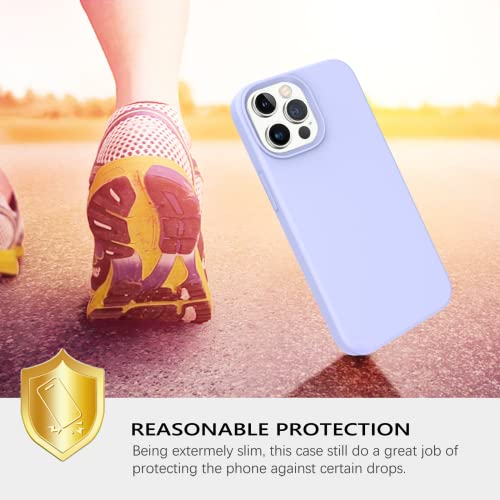 GUAGUA Compatible with iPhone 13 Pro Max Case 6.7 Inch Liquid Silicone Soft Gel Rubber Slim Thin Microfiber Lining Cushion Texture Cover Protective Phone Case for iPhone 13 Pro Max Lilac Purple