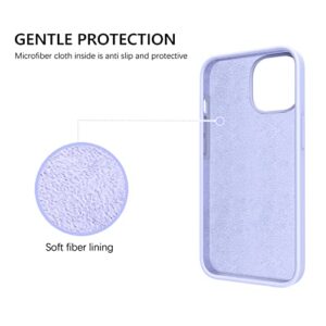 GUAGUA Compatible with iPhone 13 Pro Max Case 6.7 Inch Liquid Silicone Soft Gel Rubber Slim Thin Microfiber Lining Cushion Texture Cover Protective Phone Case for iPhone 13 Pro Max Lilac Purple