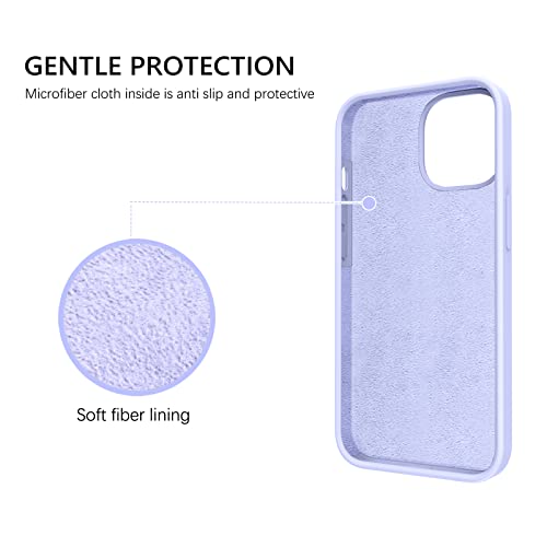 GUAGUA Compatible with iPhone 13 Pro Max Case 6.7 Inch Liquid Silicone Soft Gel Rubber Slim Thin Microfiber Lining Cushion Texture Cover Protective Phone Case for iPhone 13 Pro Max Lilac Purple