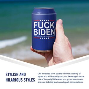 Beersy Silicone Sleeve Beer Can Cover - Insulated Can Sleeve - Novelty Disguise for Outdoor Events, Golf, Parties, Concerts,Tailgating - Hide a Beer To Look Like Soda, Fits 12 oz Cans (Fuck Biden)