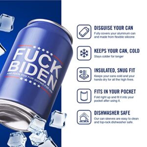 Beersy Silicone Sleeve Beer Can Cover - Insulated Can Sleeve - Novelty Disguise for Outdoor Events, Golf, Parties, Concerts,Tailgating - Hide a Beer To Look Like Soda, Fits 12 oz Cans (Fuck Biden)