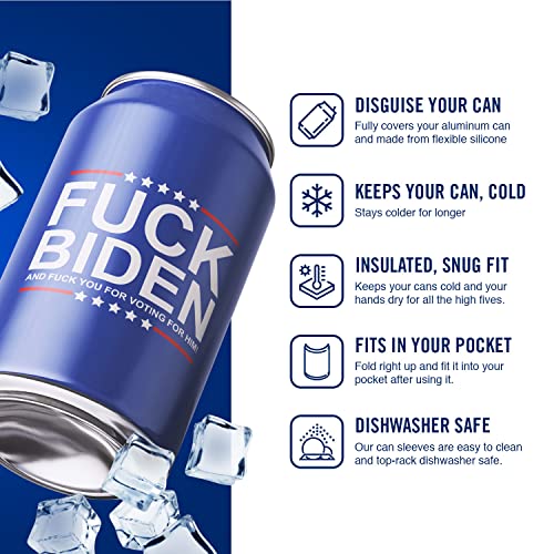 Beersy Silicone Sleeve Beer Can Cover - Insulated Can Sleeve - Novelty Disguise for Outdoor Events, Golf, Parties, Concerts,Tailgating - Hide a Beer To Look Like Soda, Fits 12 oz Cans (Fuck Biden)