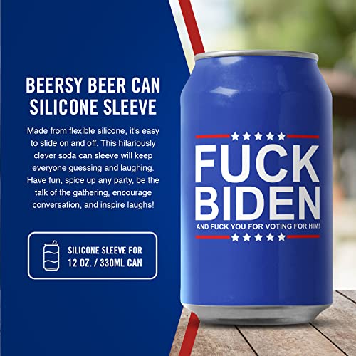 Beersy Silicone Sleeve Beer Can Cover - Insulated Can Sleeve - Novelty Disguise for Outdoor Events, Golf, Parties, Concerts,Tailgating - Hide a Beer To Look Like Soda, Fits 12 oz Cans (Fuck Biden)