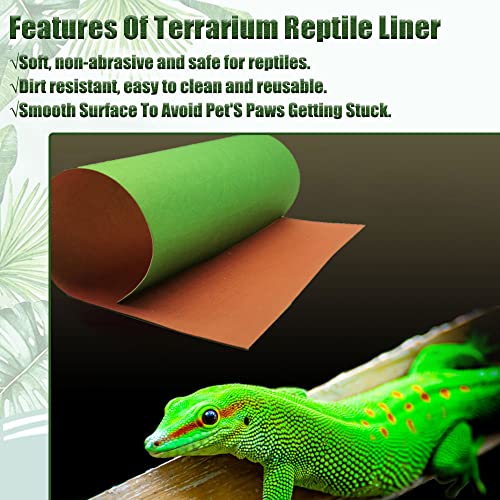 Tfwadmx Lizard Reversible Reptile Carpet 39" x 20" Terrarium Substrate Bedding Liner Reptile Cage Mat Supplies Pet Habitat Soft Mat for Bearded Dragon Tortoise Leopard Gecko Snake