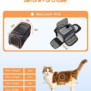 Cat Carrier, Meowant Airline Approved Pet Carrier, 3 Sides Expandable Dog Carrier with Fleece Pad, 3 Doors for Cats, Dogs, Puppy and Small Animals