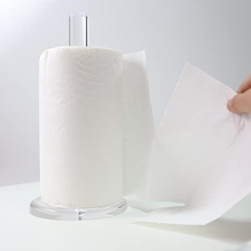 PFNRTH Clear Acrylic Paper Towel Holder, Kitchen Paper Towel Holder Countertop for Standard and Large Size Rolls