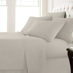 Bambuucell 6 Piece Full Size Sheet Set, Beige- Supremely soft, durable, breathable, hypoallergenic