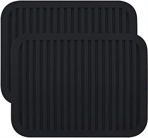 Hotsyang Silicone Trivets, Silicone Trivets for Hot Pots and Pans,Silicone Trivets for Hot Dishes,Trivets Mats,Hot Pads for Kitchen Counter, Silicone Hot Pads of 2 pcs, 9x12 Inch Rectangular (Black)