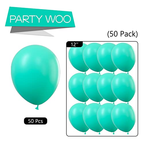 PartyWoo Teal Balloons, 50 pcs 12 Inch Teal Blue Balloons, Turquoise Balloons for Balloon Garland or Balloon Arch as Birthday Party Decorations, Wedding Decorations, Baby Shower Decorations, Teal-Y69