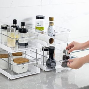 MeCids Kitchen Organizer 2 Tier with Clear Drawer Bins Great for Under Sink Organizing and Bathroom Cabinet Storage Organizer