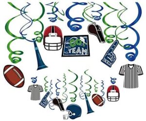 aaon football hanging swirl decorations(30ct),sports decorations,tailgate decorations for girls,boys,kids,toddler and adults,home,classroom,school,colleage,office,bedroom