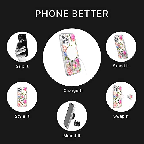 PopSockets: iPhone 12 Pro Max Case with Phone Grip and Slide, Phone Case for iPhone 12 Pro Max - Vintage Floral