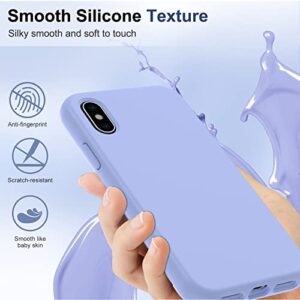 LeYi for iPhone X Case, iPhone Xs Case, iPhone 10 Case with 2 Pack Tempered Glass Screen Protector, Silicone Full Body Cute Slim Women Phone Case Cover for iPhone 10/X/Xs, Violet