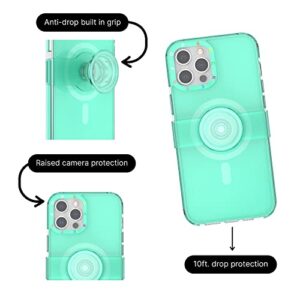 PopSockets: iPhone 12 Pro Max Case for MagSafe with Phone Grip and Slide, Case for iPhone 12 Pro Max, Wireless Charging Compatible- Spearmint