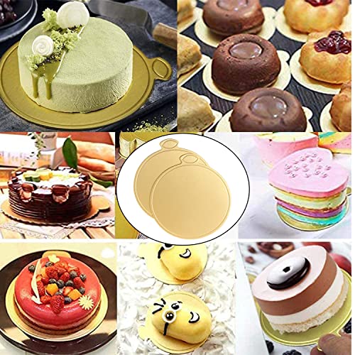 80 Pcs 3.5 Inch Mini Cake Boards Mousse Cupcake Base, Gold 9cm