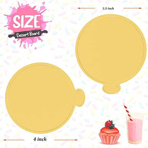 80 Pcs 3.5 Inch Mini Cake Boards Mousse Cupcake Base, Gold 9cm