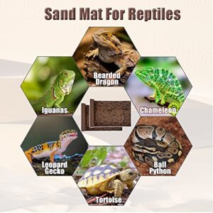 Tfwadmx Reptile Carpet Sand Mat for Bearded Dragon Terrarium Substrate Liner Brown Reversible Lizard Bedding Mats for Cage Leopard Gecko Tortoise Turtle Snake Chameleon with Tweezer 20"x 39"(2 Pcs)