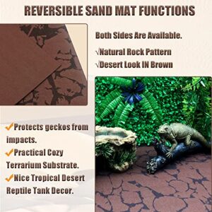 Tfwadmx Reptile Carpet Sand Mat for Bearded Dragon Terrarium Substrate Liner Brown Reversible Lizard Bedding Mats for Cage Leopard Gecko Tortoise Turtle Snake Chameleon with Tweezer 20"x 39"(2 Pcs)