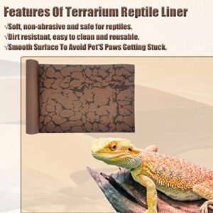 Tfwadmx Reptile Carpet Sand Mat for Bearded Dragon Terrarium Substrate Liner Brown Reversible Lizard Bedding Mats for Cage Leopard Gecko Tortoise Turtle Snake Chameleon with Tweezer 20"x 39"(2 Pcs)