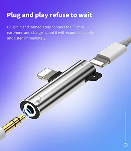 Headphone Adapter Lightning to 3.5mm Aux Audio Jack and Charging Extender Dongle Earphone Headset Splitter Compatible with Iphone 11 12 13 Mini Pro Max Xs Xr X 7 8 Plus Ipad Air Para Converter Earbud