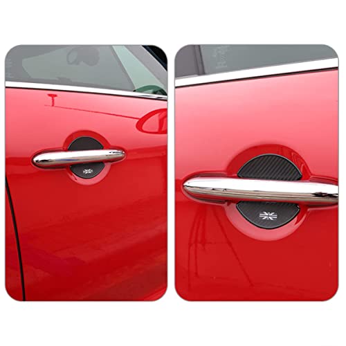 2 PCS Door Handle Protector, Union Jack Carbon Fiber Texture 3D TPU Stickers Car Door Scratches Protective Films Cover Pad for Mini Cooper R50 R52 R55 R56 R60 F54 F55 F56 F60