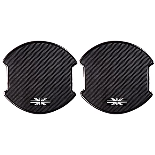 2 PCS Door Handle Protector, Union Jack Carbon Fiber Texture 3D TPU Stickers Car Door Scratches Protective Films Cover Pad for Mini Cooper R50 R52 R55 R56 R60 F54 F55 F56 F60