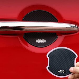 2 PCS Door Handle Protector, Union Jack Carbon Fiber Texture 3D TPU Stickers Car Door Scratches Protective Films Cover Pad for Mini Cooper R50 R52 R55 R56 R60 F54 F55 F56 F60