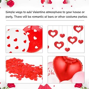 Auihiay 125 PCS Valentine's Day Balloon Arch with 500 Rose Petals, 100 Hanging Heart Garland, Red Heart Balloons, Pink White Red Balloons for Valentine's Day Anniversary Wedding Party Home Decorations