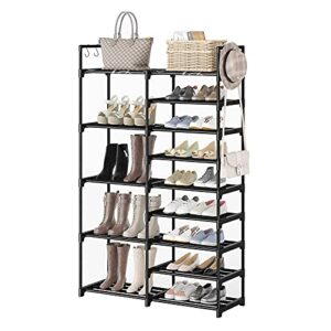 wowlive 9 tiers shoe rack shoe storage shoe organizer 30-35 pairs shoe tower unit shelf durable metal pipes with plastic connectors stackable cabinet black(sss2b9)