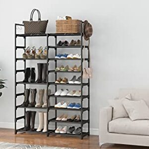 WOWLIVE 9 Tiers Shoe Rack Shoe Storage Shoe Organizer 30-35 Pairs Shoe Tower Unit Shelf Durable Metal Pipes with Plastic Connectors Stackable Cabinet Black(SSS2B9)