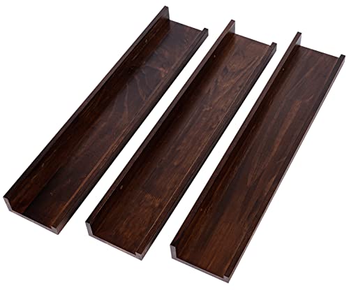 MBYD Floating Shelves 3 Same Dimensions, 24 Inch Deep Walnut Solid Wooden Shelves for Wall, Wall Mount Picture Ledge Wall Shelf for Home, Kitchen, Office, Living Room