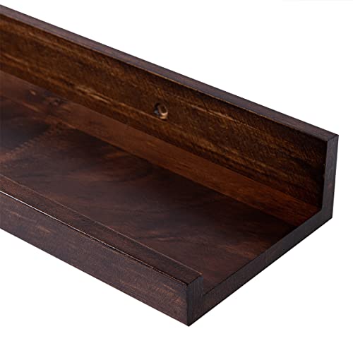 MBYD Floating Shelves 3 Same Dimensions, 24 Inch Deep Walnut Solid Wooden Shelves for Wall, Wall Mount Picture Ledge Wall Shelf for Home, Kitchen, Office, Living Room