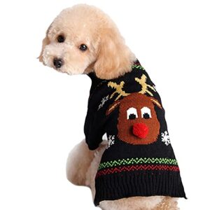 mogoko christmas reindeer dog sweater knitwear cat apparel soft thickening warm pup dogs shirt winter puppy fleece sweater for xmas cold winter